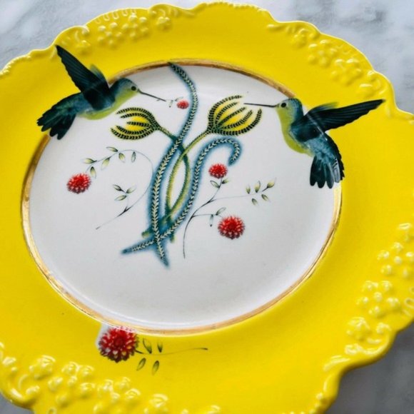 Dining | Anthropologie Lou Rota Hummingbird Dessert Plate 9 Yellow ...